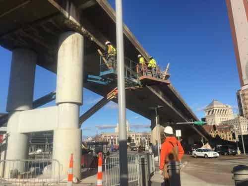 Highway On-Ramp Over Civic Center MetroBus Transit Center ...